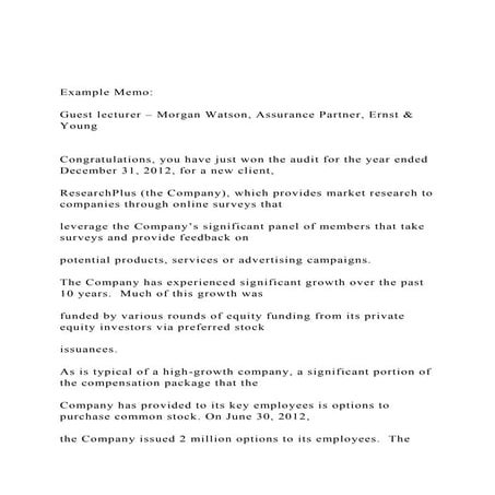 Example Memo Guest lecturer – Morgan Watson, Assurance Pa.docx