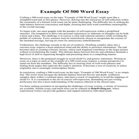 Example Of 500 Word Essay | PDF