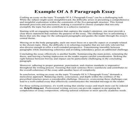 Example Of A 5 Paragraph Essay. Five paragraph-essay-sample | PDF