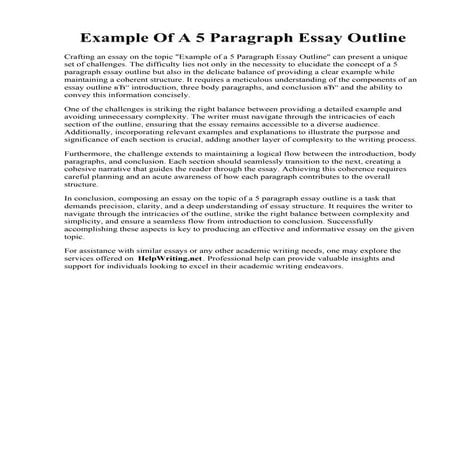 Example Of A 5 Paragraph Essay Outline | PDF