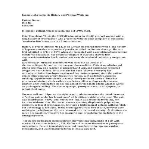 Example of a complete history and physical write | DOCX