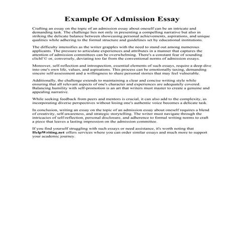 Example Of Admission Essay. How to write a college admission essay | PDF