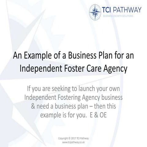 Example of a Foster Care Business Plan for an Independent Fostering ...
