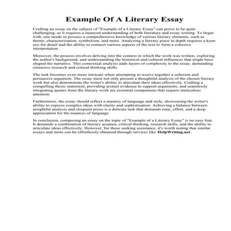 Example Of A Literary Essay | PDF