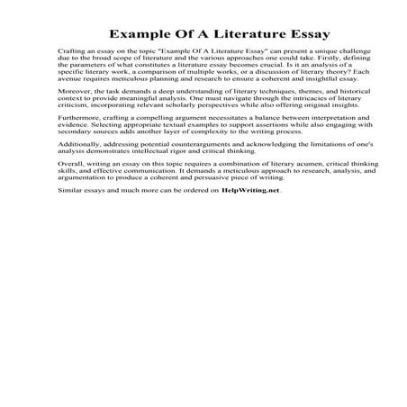 Example Of A Literature Essay. FREE 10 Literary Essay Samples in MS ...