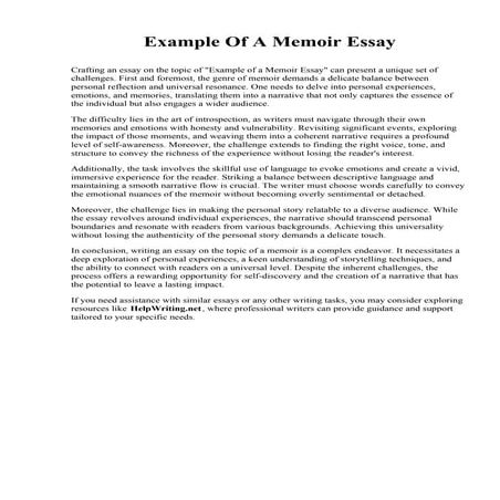 Example Of A Memoir Essay.pdf | Screenwriting | Content Production