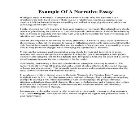 Example Of A Narrative Essay | PDF