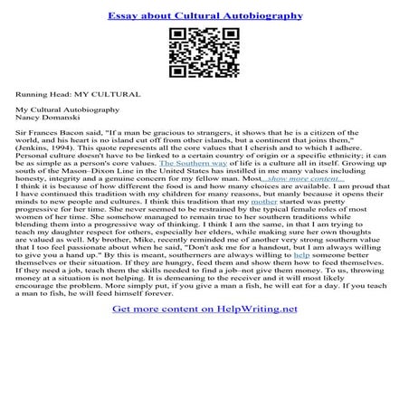 Example Of An Autobiographical Essay | PDF