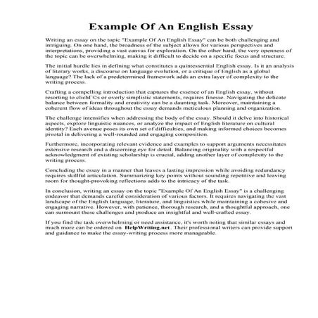 Example Of An English Essay | PDF