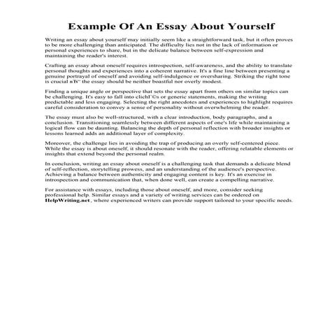 Example Of An Essay About Yourself | PDF