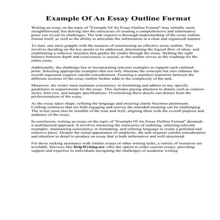 Example Of An Essay Outline Format | PDF
