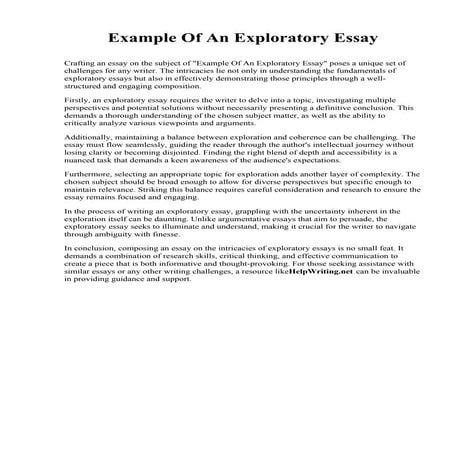 Example Of An Exploratory Essay. Touro College | PDF