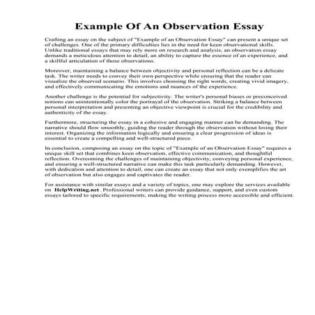 Example Of An Observation Essay. 002 Observation Essay Example ...