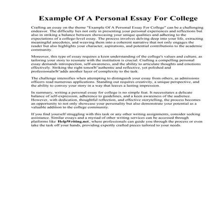 Example Of A Personal Essay For College | PDF | College Planning ...