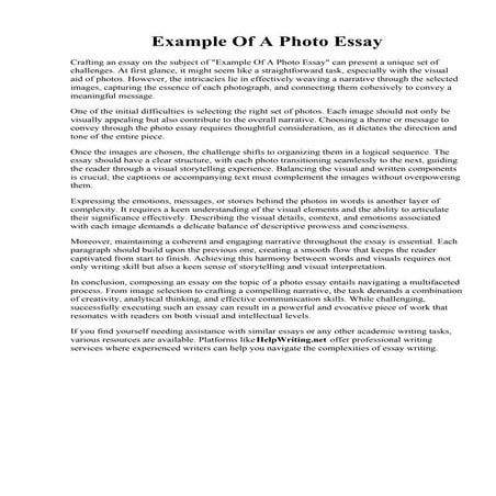 Example Of A Photo Essay. Photography essay examples. Photo Essay ...