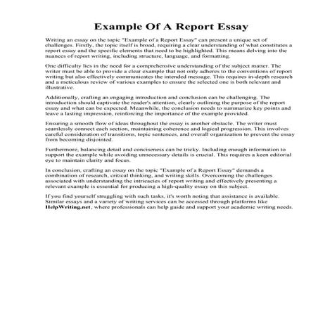 Example Of A Report Essay | PDF