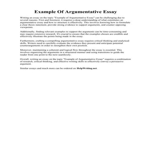Example Of Argumentative Essay | PDF