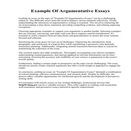 Example Of Argumentative Essays. Eastern Michigan University | PDF