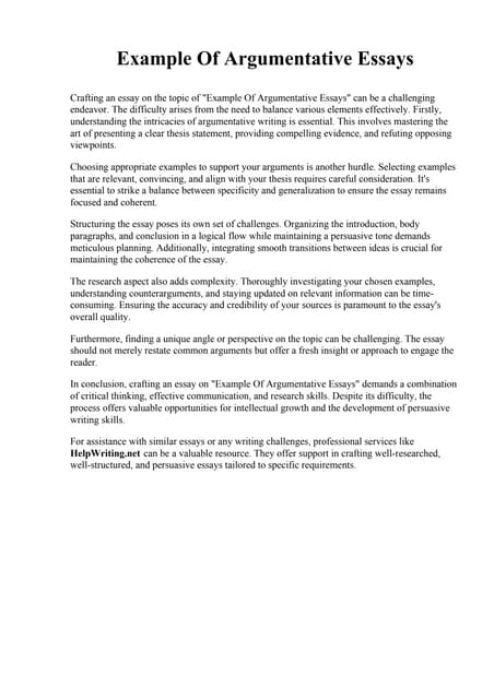 Sample Argument Essays.pdf | Homework and Study | Education
