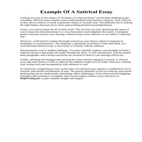 Example Of A Satirical Essay. 005 Satirical Essays Satire Orazio Pag 12 ...