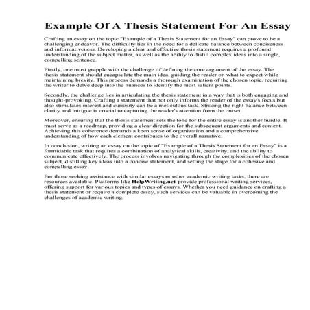 Example Of A Thesis Statement For An Essay | PDF | Music | Entertainment