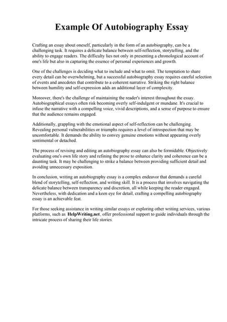 Autobiography Essay Examples | PDF
