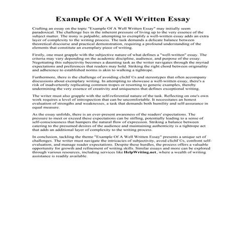 Example Of A Well Written Essay.pdf | Christianity | Religion & Spirituality