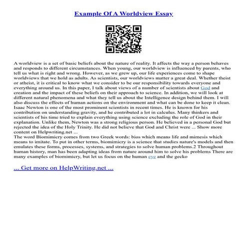 Example Of A Worldview Essay | PDF