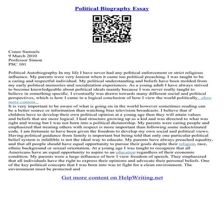 Example Of Biography Essay | PDF