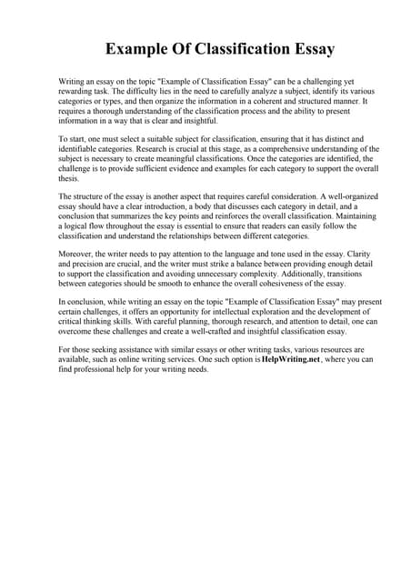 Examples Of Classification Essays.pdf | Homework and Study | Education