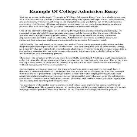 Example Of College Admission Essay | PDF