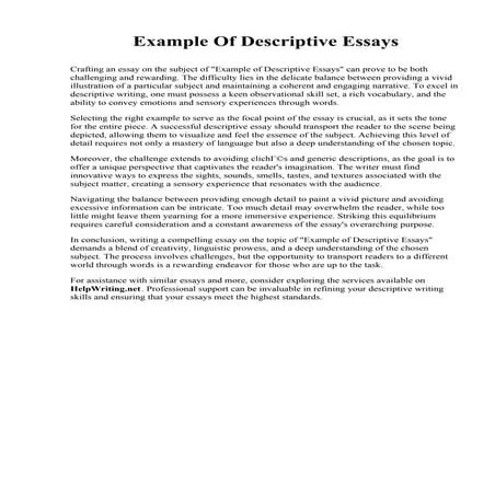 Example Of Descriptive Essays. Schoolcraft College | PDF