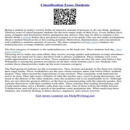 Example Of Division And Classification Essay