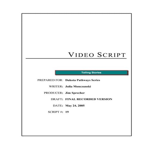 Example of Dual-Column Video Script (Dakota Pathways) | PDF