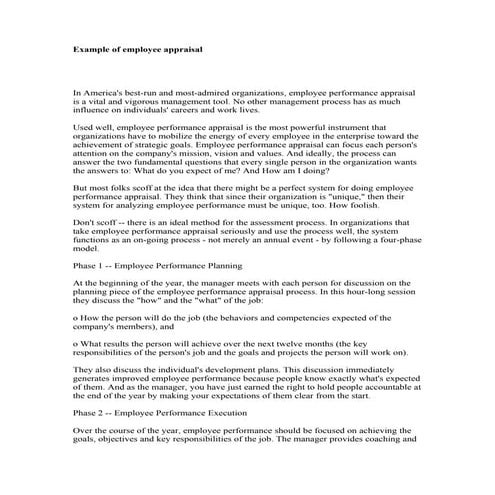 Example of employee appraisal | DOC
