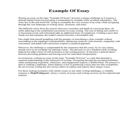 Examples Of Example Essays | PDF