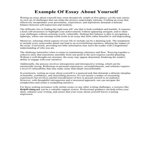 Example Of Essay About Yourself | PDF