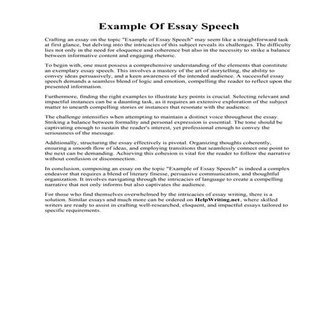 Example Of Essay Speech | PDF