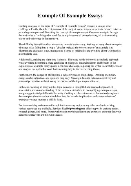 Examples Of Example Essays | PDF