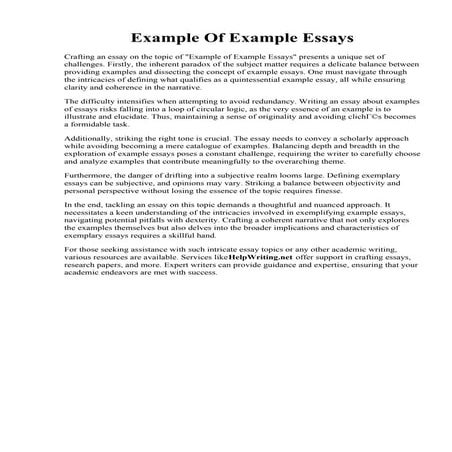 Example Of Example Essays | PDF