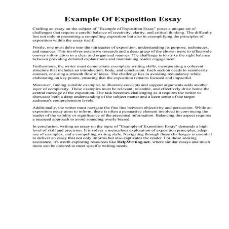Example Of Exposition Essay | PDF