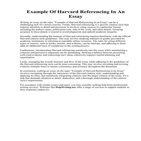 Example Of Harvard Referencing In An Essay | PDF