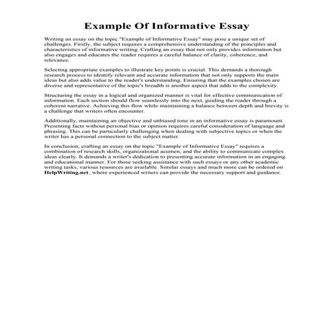 Example Of Informative Essay. Informative Speech Essay Sample - How to ...