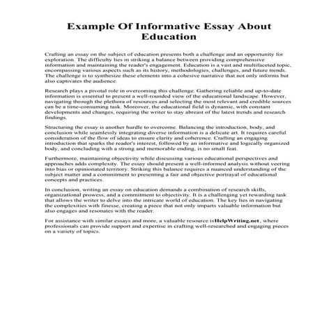 Example Of Informative Essay About Education.pdf | Educational ...