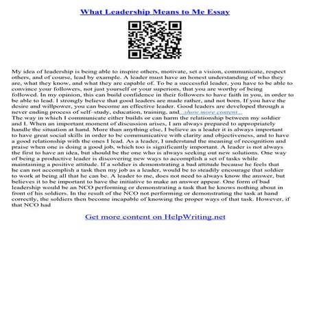Example Of Leadership Essay Pdf