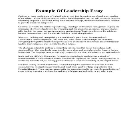 Example Of Leadership Essay | PDF