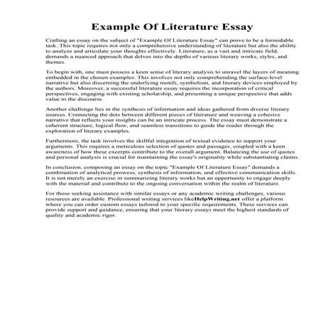 Example Of Literature Essay | PDF