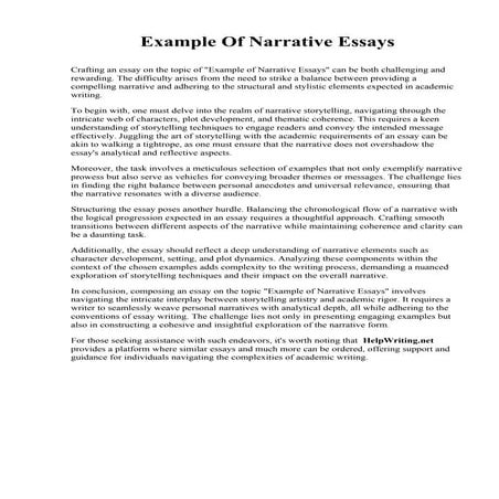 Example Of Narrative Essays. Mercer University | PDF