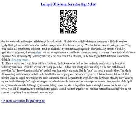 Example Of Personal Narrative High School | PPT