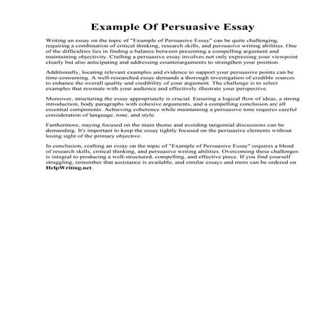 Example Of Persuasive Essay. School essay: Example for persuasive ...